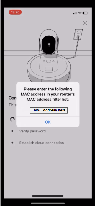 How do I add my Wi-Fi connected robot to the MAC address filtering list?